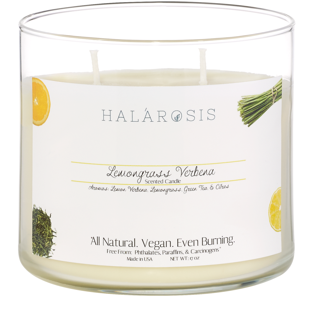 Lemongrass Verbena - Soy Candles - 17oz Non-Toxic Candle - Halárosis